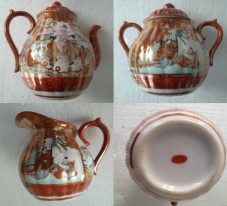 Teiera Kutani 3 pezzi antiche giapponese